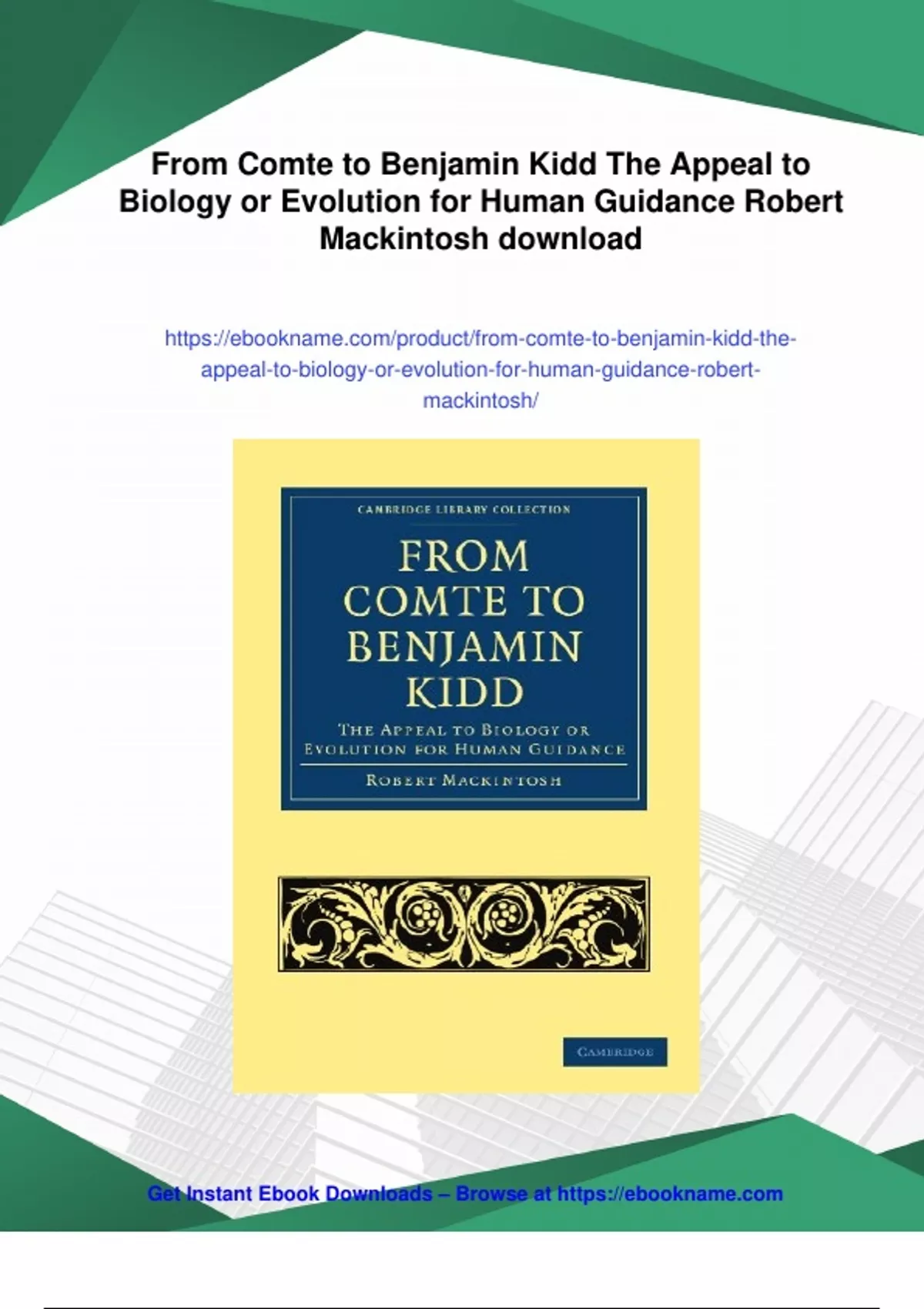 Summary From Comte to Benjamin Kidd The Appeal to Biology or Evolution ...