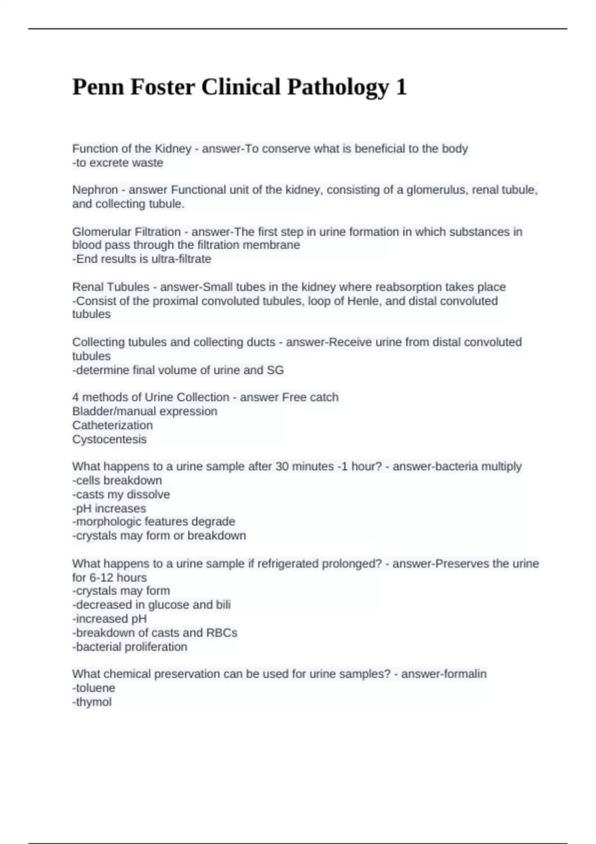 Penn Foster Clinical Pathology 1 Questions and Answers 100% Correct ...