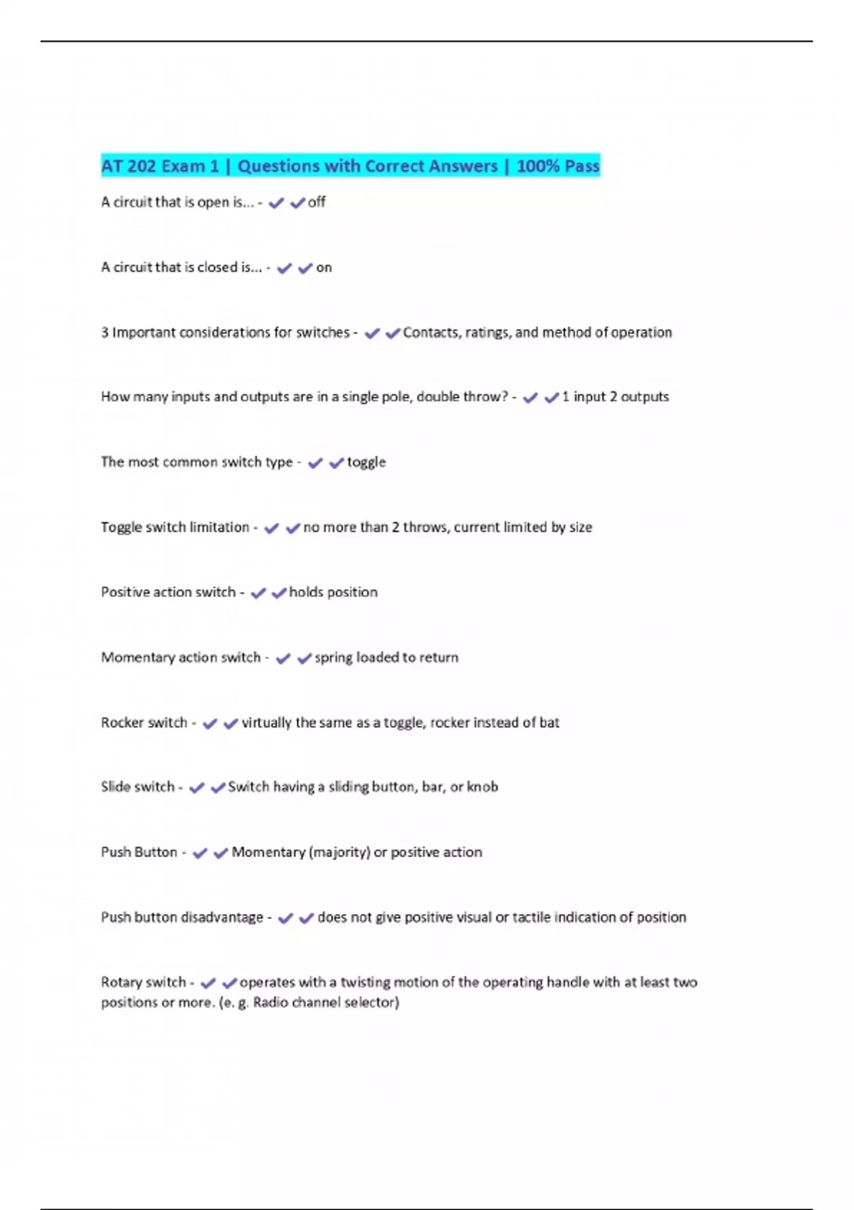 AT 202 Exam 1 | Questions with Correct Answers | 100% Pass - AT 202 ...