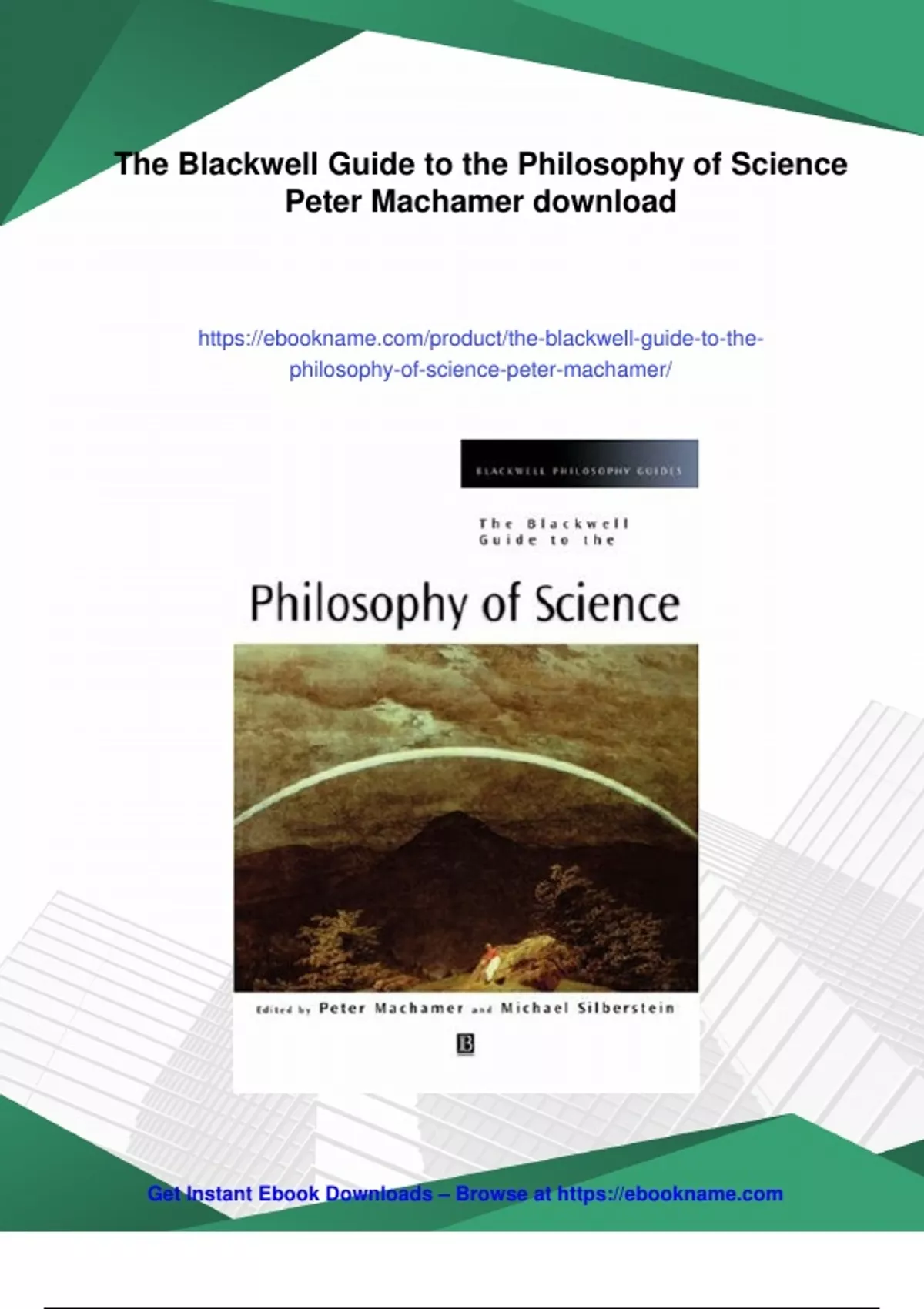 Summary The Blackwell Guide to the Philosophy of Science Peter Machamer ...