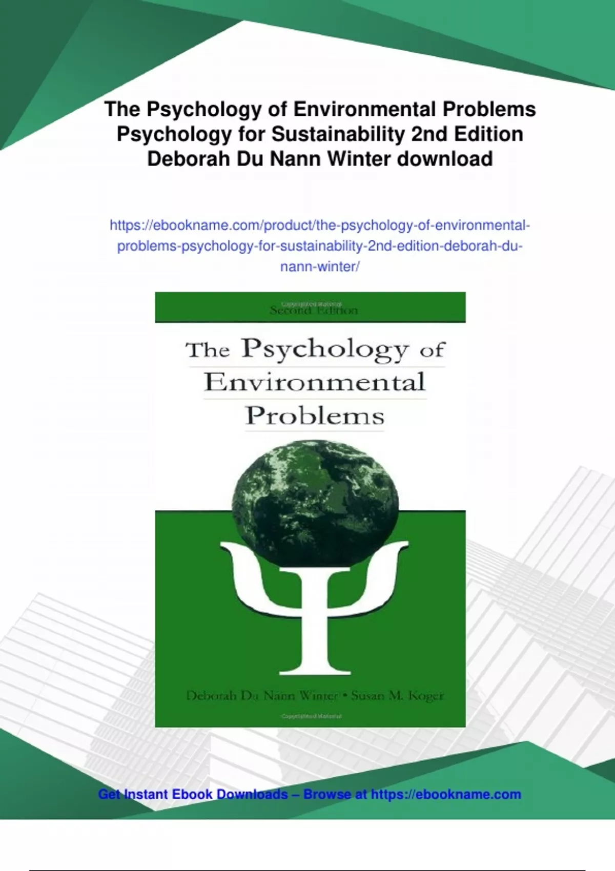 Summary The Psychology of Environmental Problems Psychology for ...