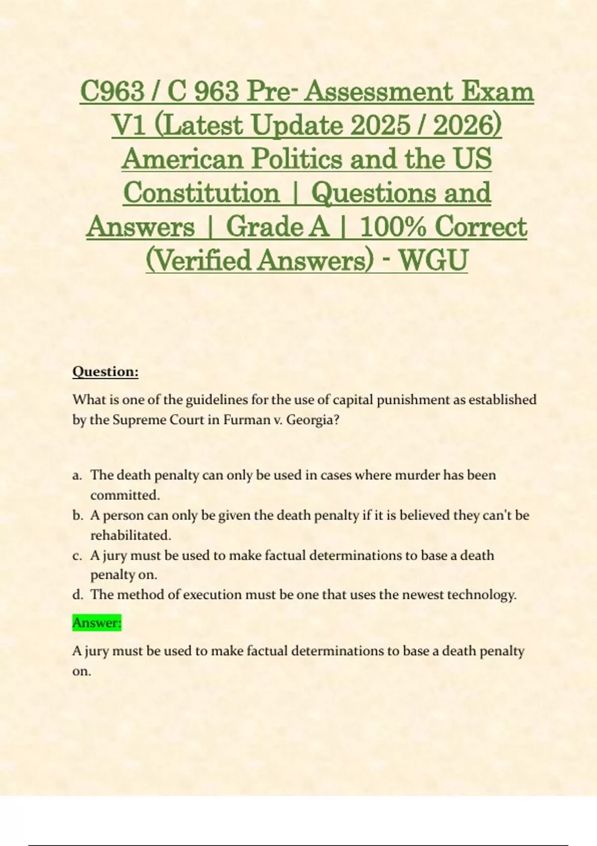 C963 / C 963 Pre- Assessment Exams (Latest 2025 / 2026 Updates STUDY ...