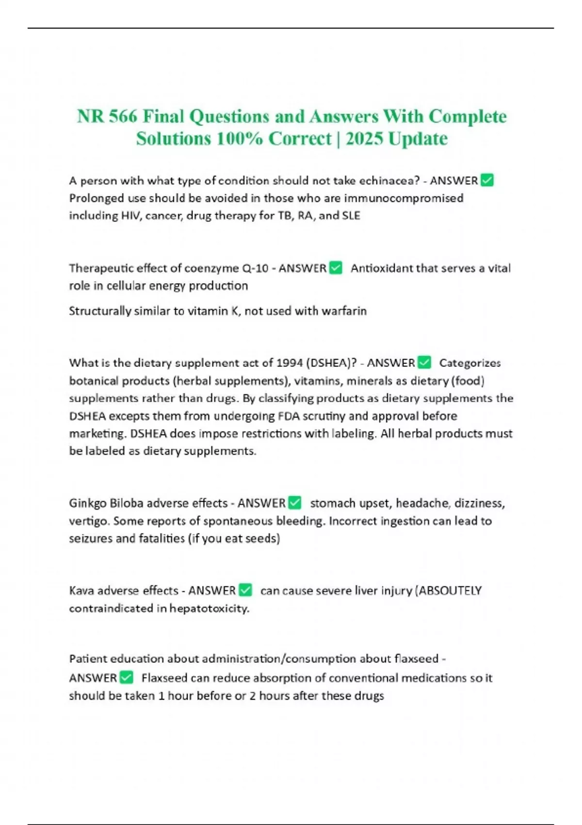 NR 566 Final Questions and Answers With Complete Solutions 100% Correct | 2025 Update - NR 566 ...