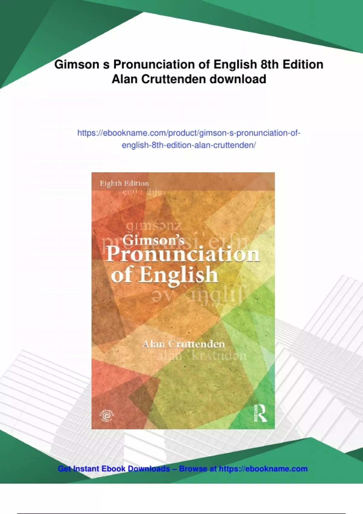 Summary Gimson s Pronunciation of English 8th Edition Alan Cruttenden ...