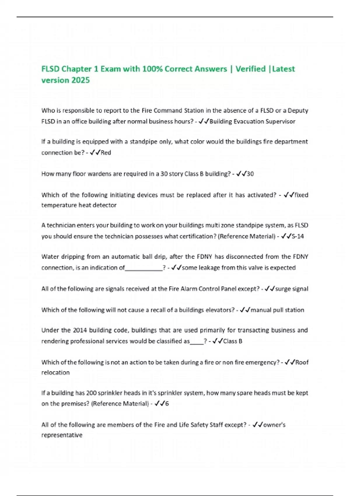 FLSD Chapter 1 Exam with 100% Correct Answers | Verified |Latest ...