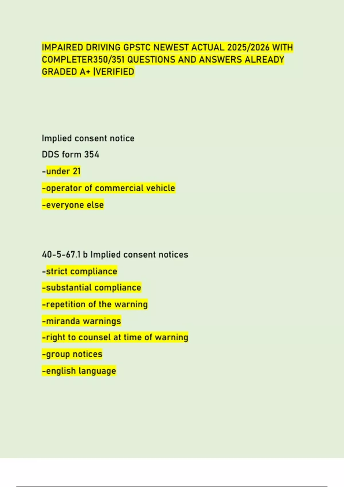 IMPAIRED DRIVING GPSTC NEWEST ACTUAL 2025/2026 WITH COMPLETER350/351 ...
