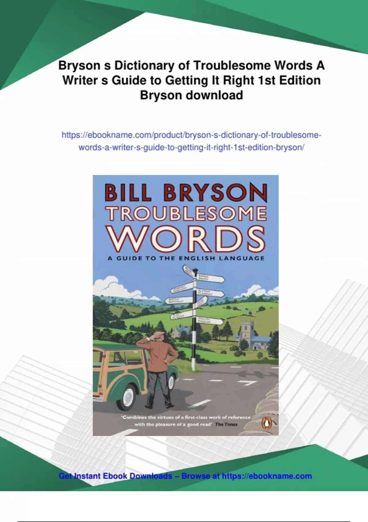 Summary Bryson s Dictionary of Troublesome Words A Writer s Guide to ...