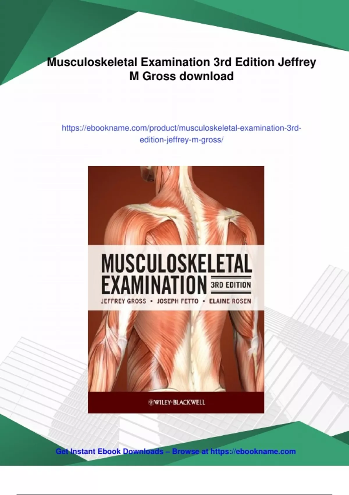 Summary Musculoskeletal Examination 3rd Edition Jeffrey M Gross ...