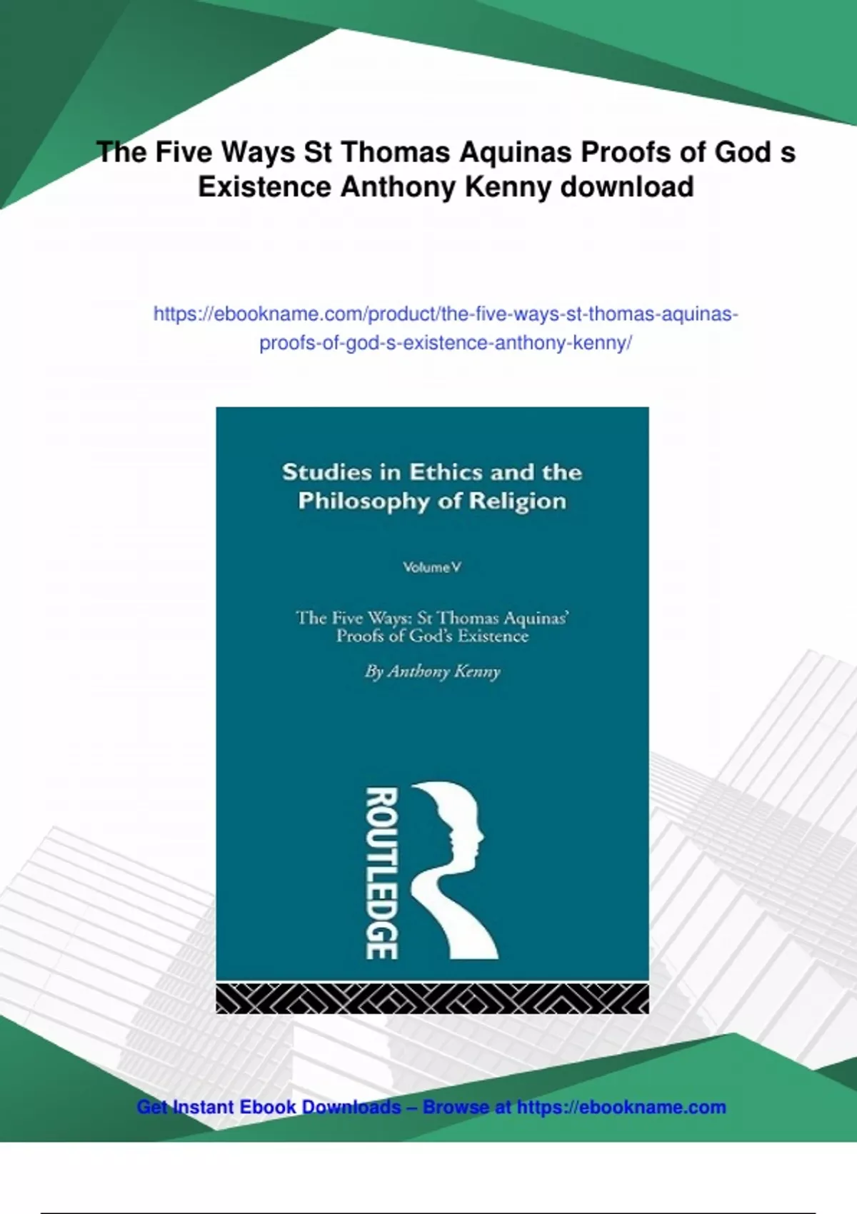 Summary The Five Ways St Thomas Aquinas Proofs of God s Existence ...
