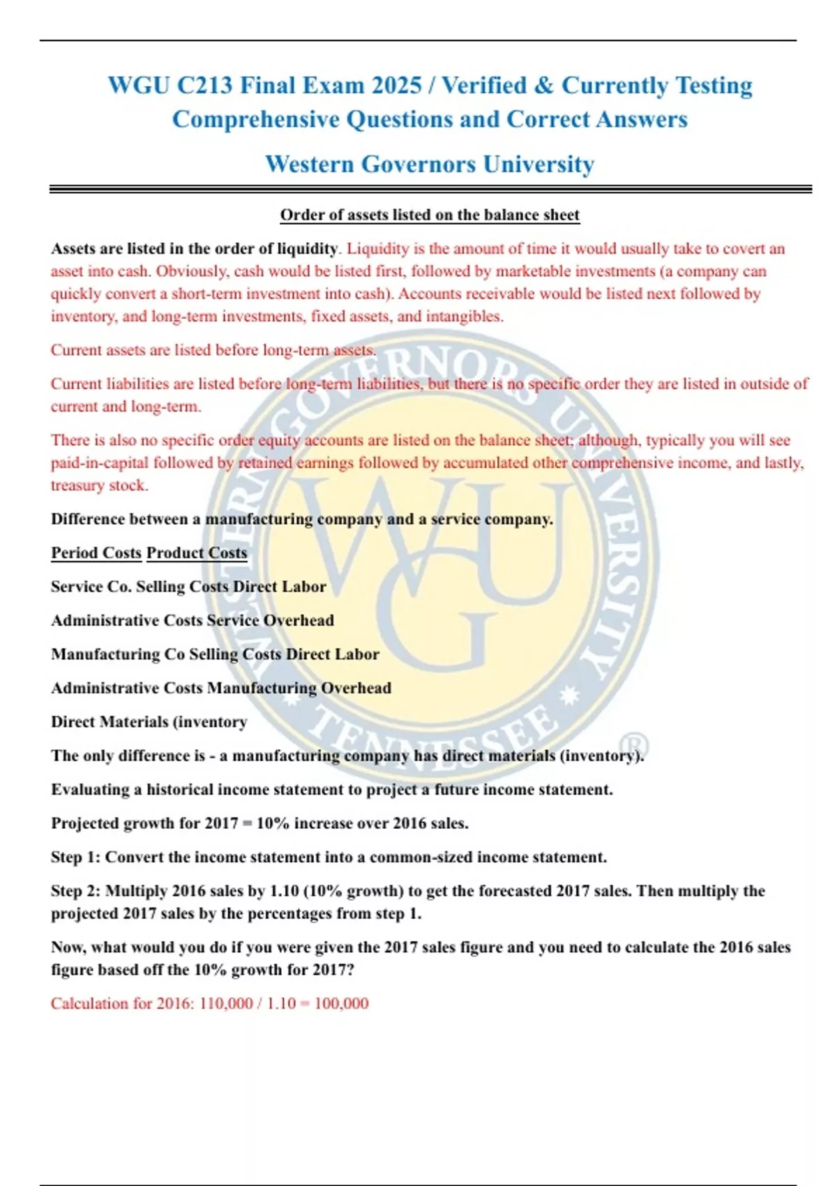 WGU C213 Final Exam 2025 / Verified & Currently Testing Comprehensive ...