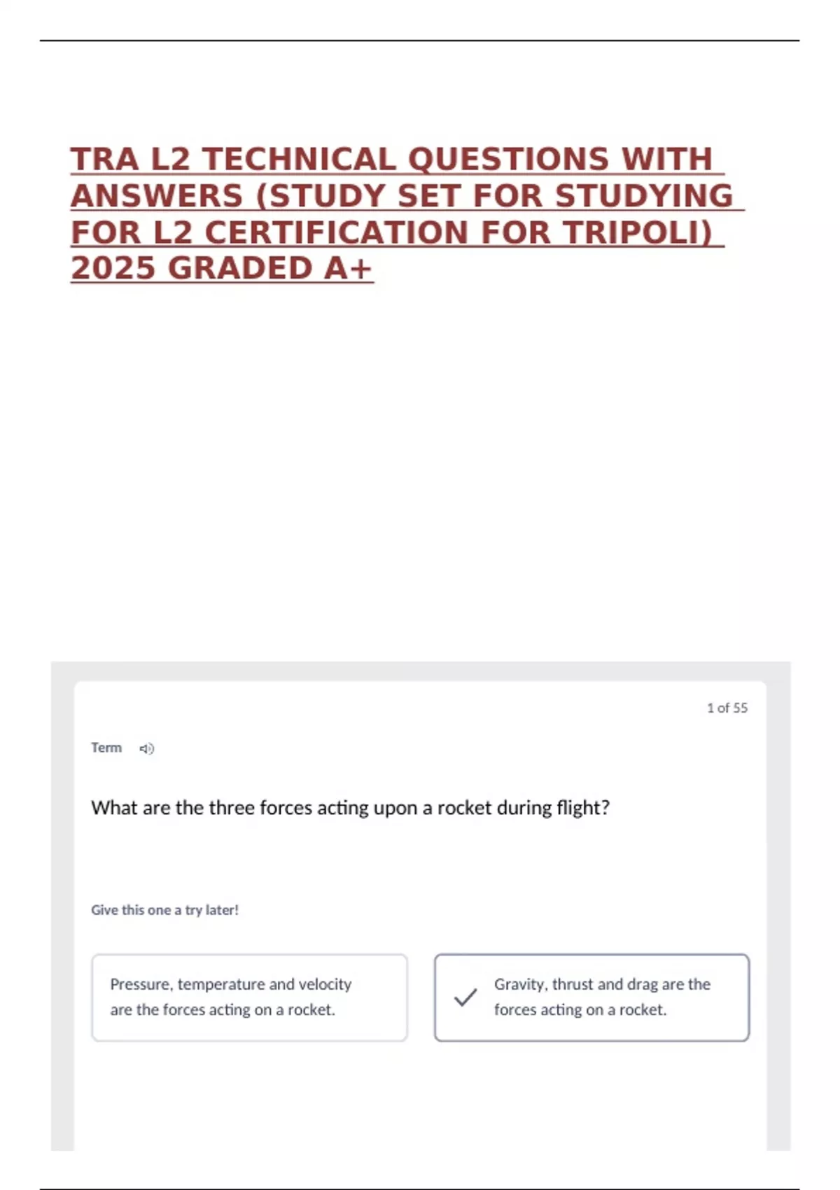 TRA L2 TECHNICAL QUESTIONS WITH ANSWERS (STUDY SET FOR STUDYING FOR L2 CERTIFICATION FOR TRIPOLI ...