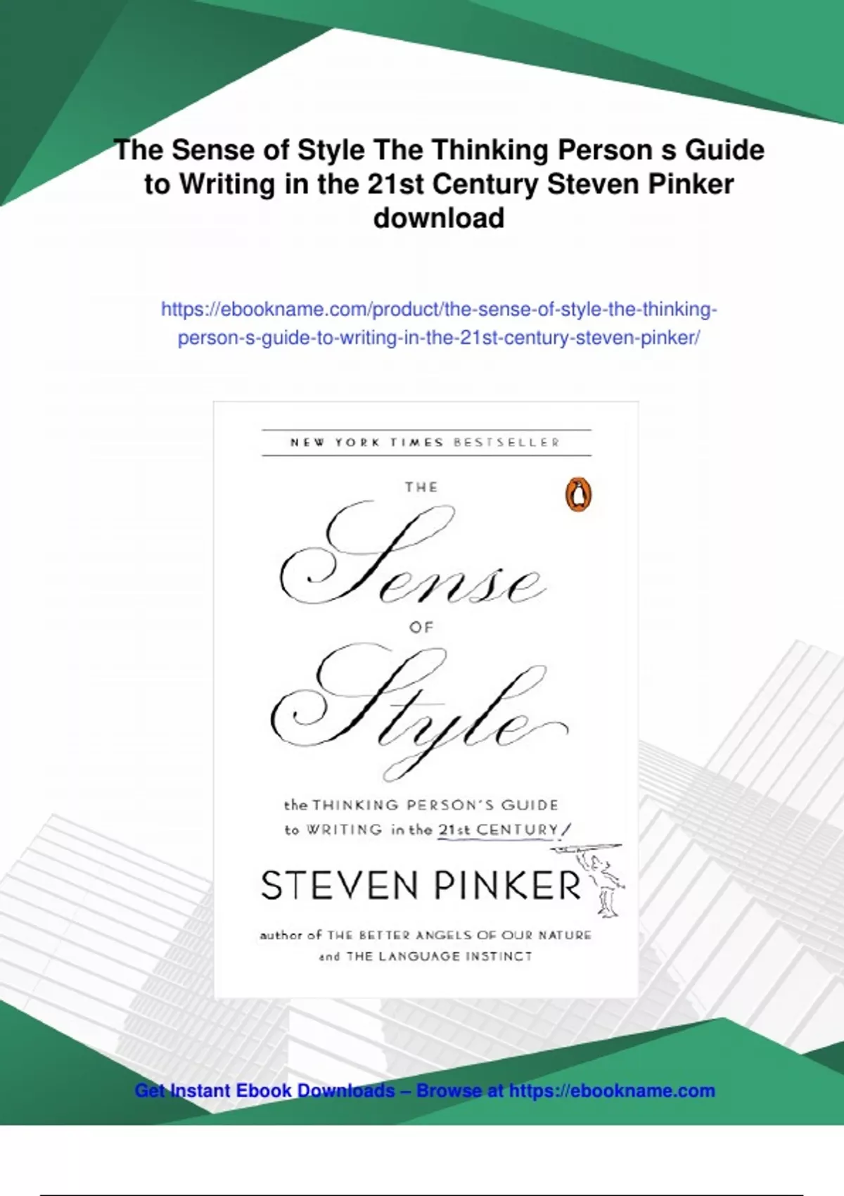 Summary The Sense of Style The Thinking Person s Guide to Writing in ...