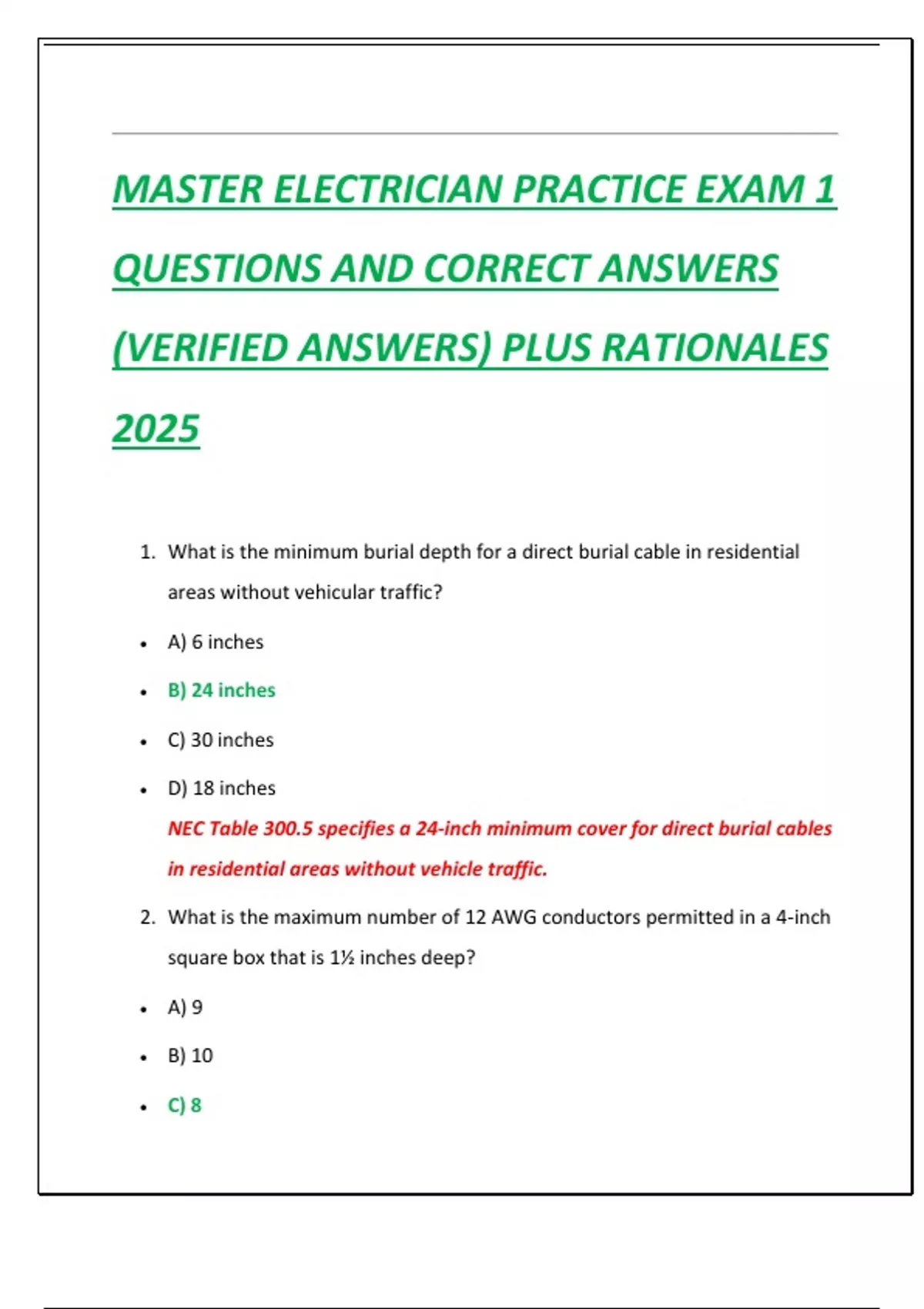 Compilation bundle for MASTER ELECTRICIAN PRACTICE EXAMS QUESTIONS AND ...