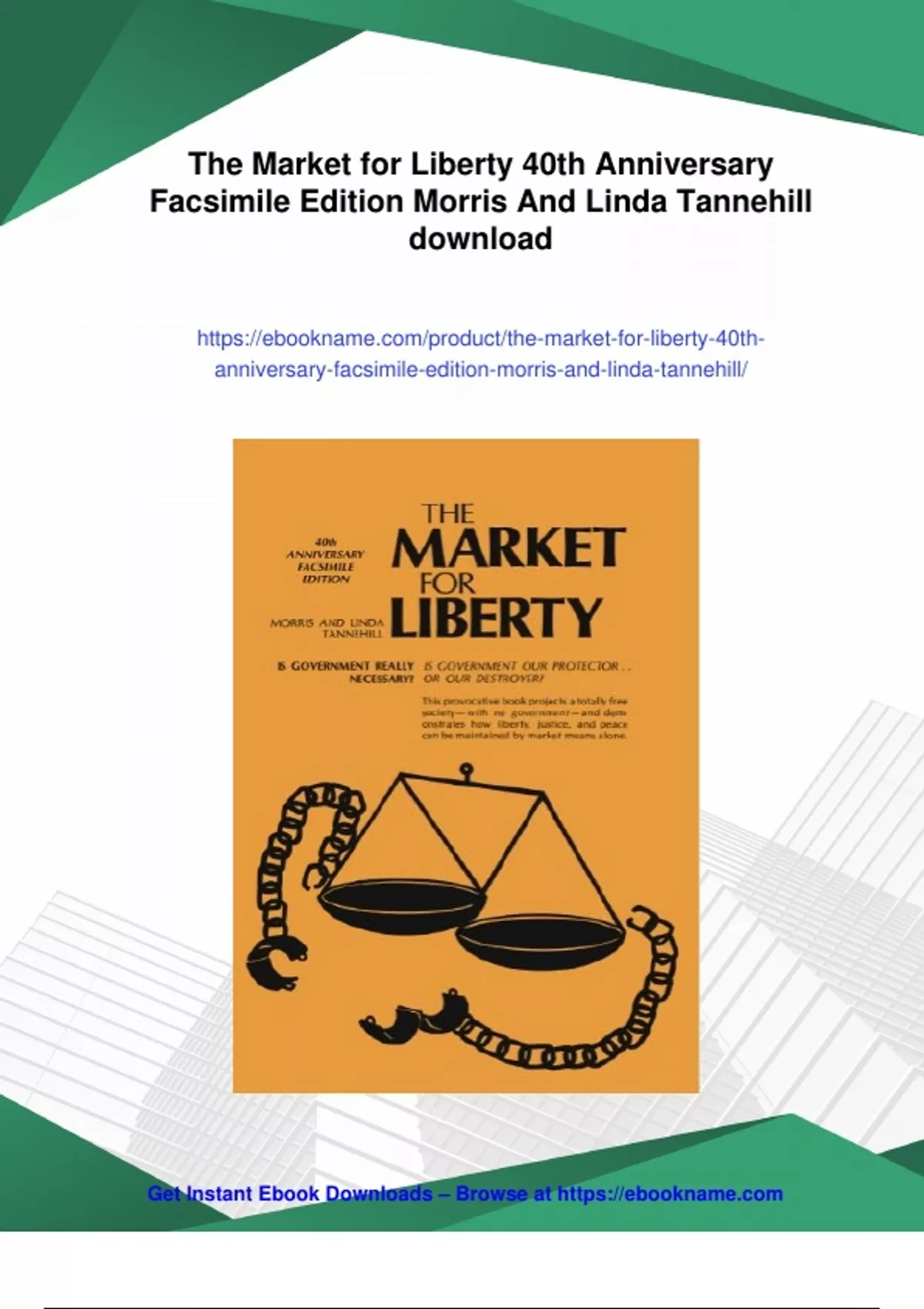 Summary The Market for Liberty 40th Anniversary Facsimile Edition ...