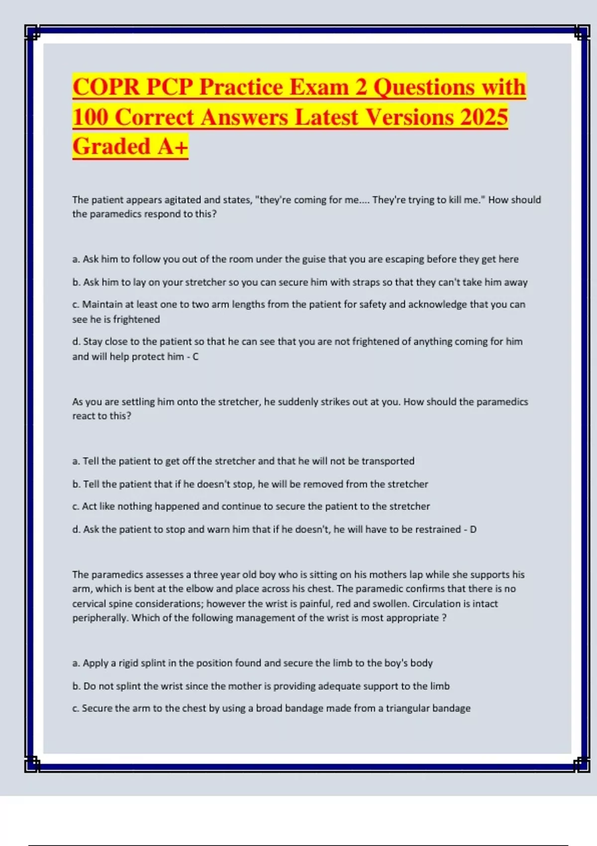 COPR PCP Practice Exam 2 Questions with 100 Correct Answers Latest ...