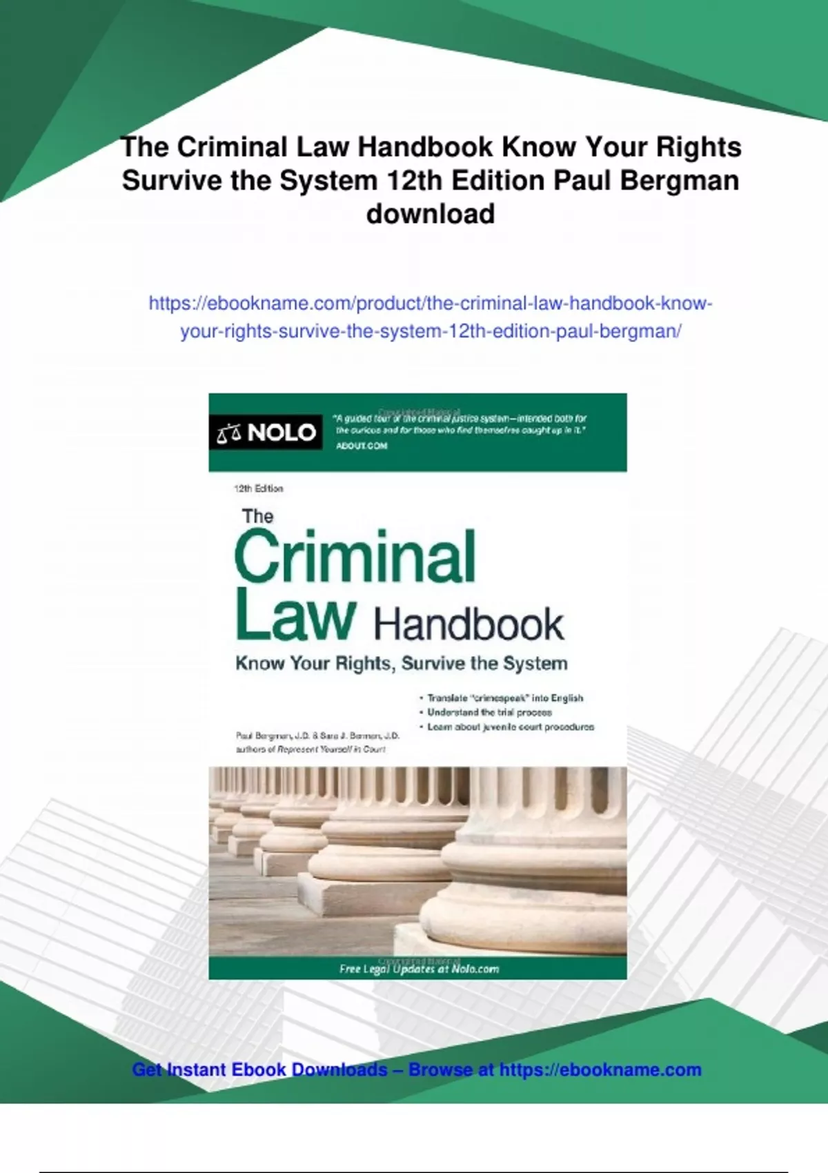 Summary The Criminal Law Handbook Know Your Rights Survive the System ...