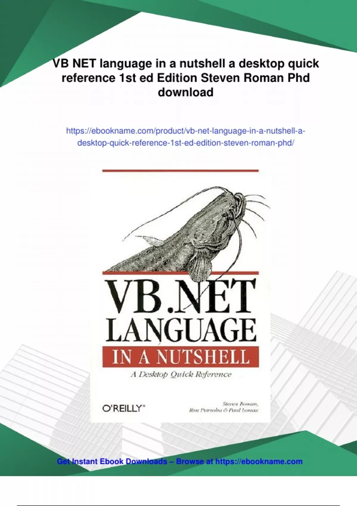 Summary VB NET language in a nutshell a desktop quick reference 1st ed ...