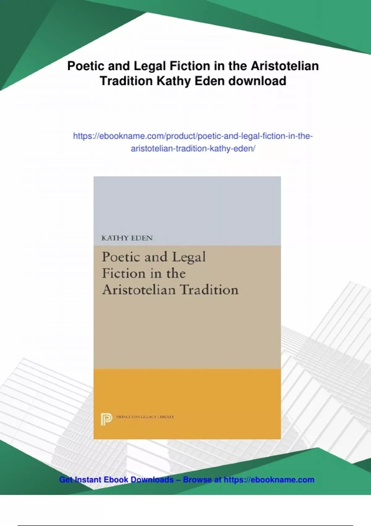 Summary Poetic and Legal Fiction in the Aristotelian Tradition Kathy ...