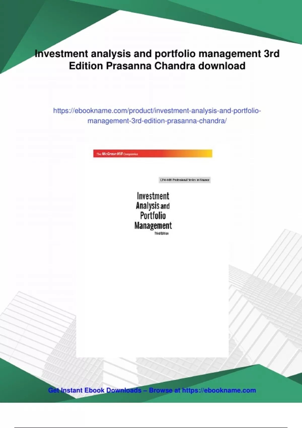 Summary Investment analysis and portfolio management 3rd Edition Prasanna Chandra - Digital ...