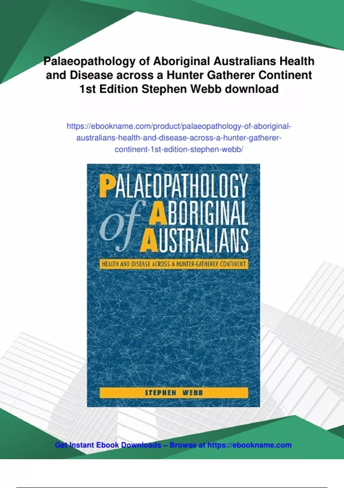 Summary Palaeopathology of Aboriginal Australians Health and Disease ...