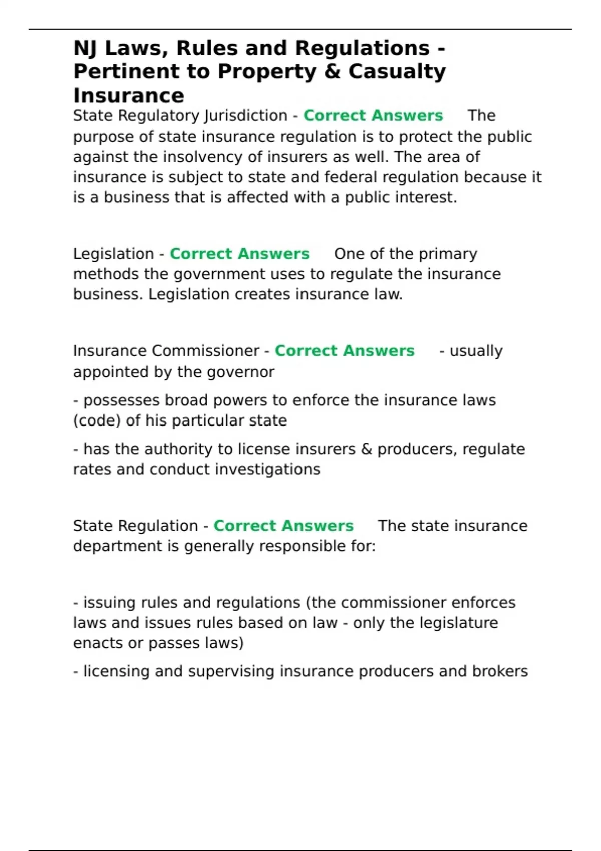 NJ Laws, Rules and Regulations - Pertinent to Property & Casualty ...