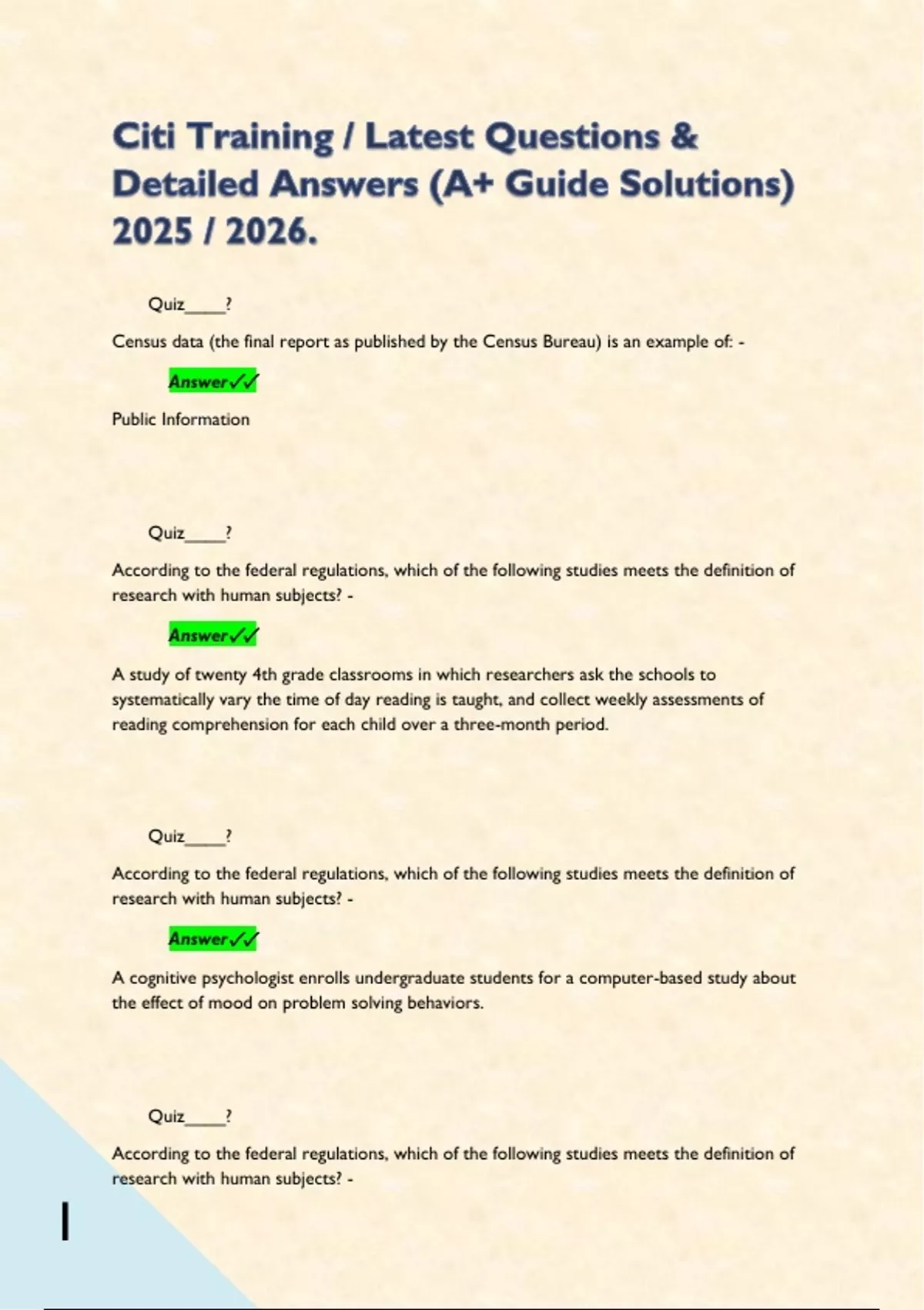 Citi Training / Latest Questions & Detailed Answers (A+ Guide Solutions ...