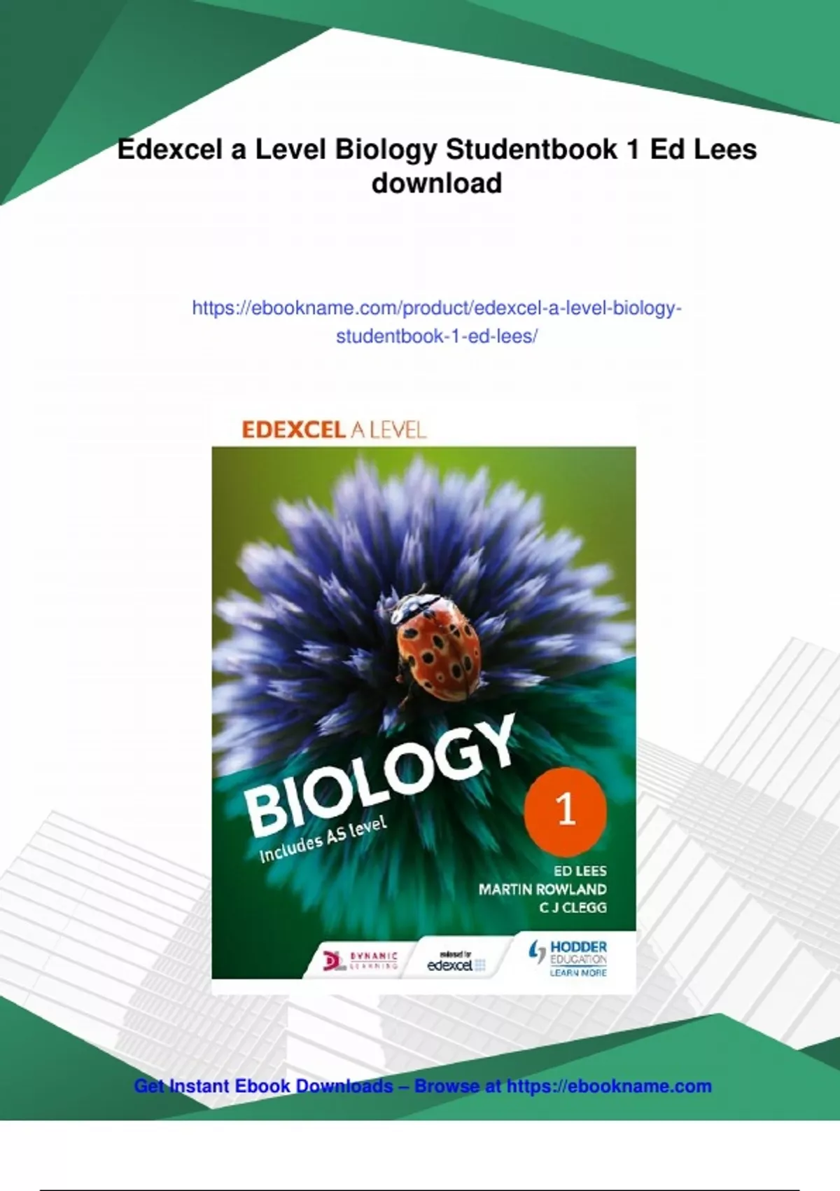 Summary Edexcel a Level Biology Studentbook 1 Ed Lees - Instant ...