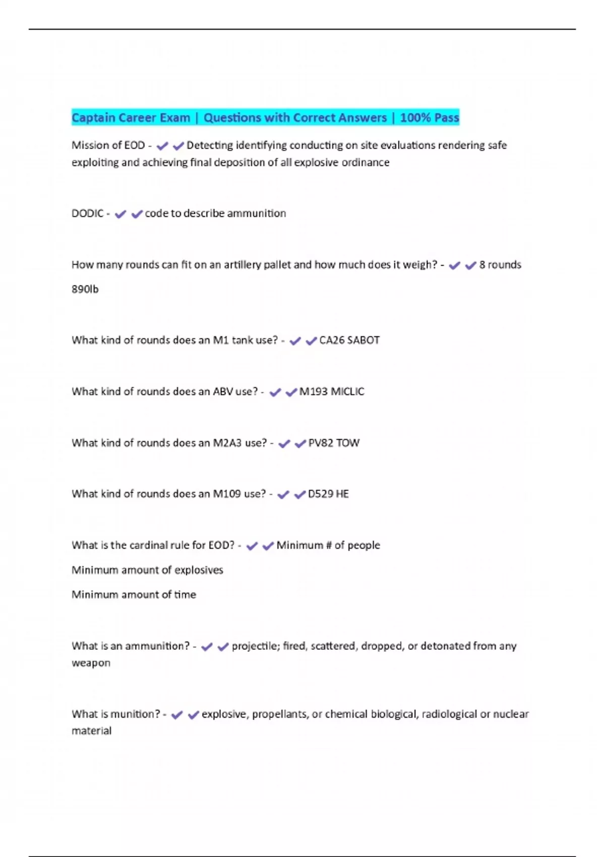 Captain Career Exam | Questions with Correct Answers | 100% Pass ...