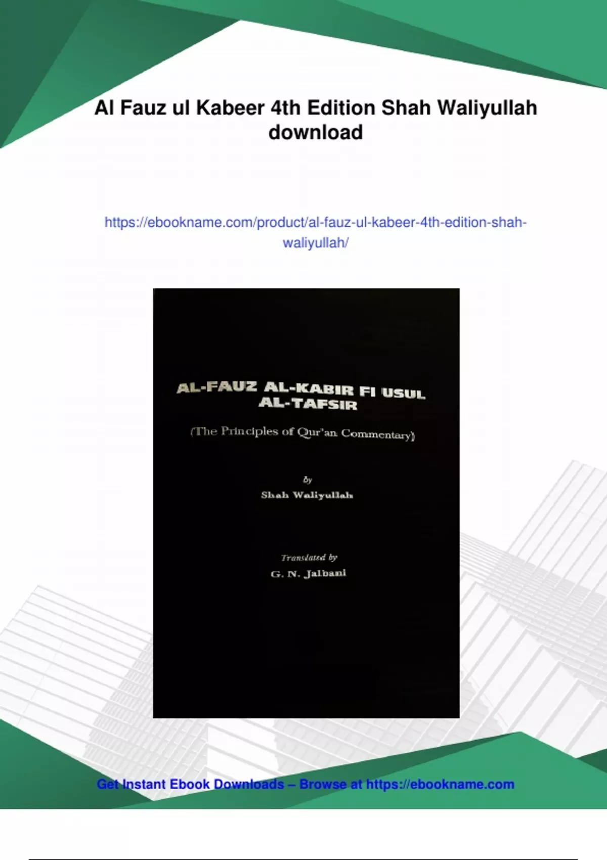 Summary Al Fauz ul Kabeer 4th Edition Shah Waliyullah - Digital ...