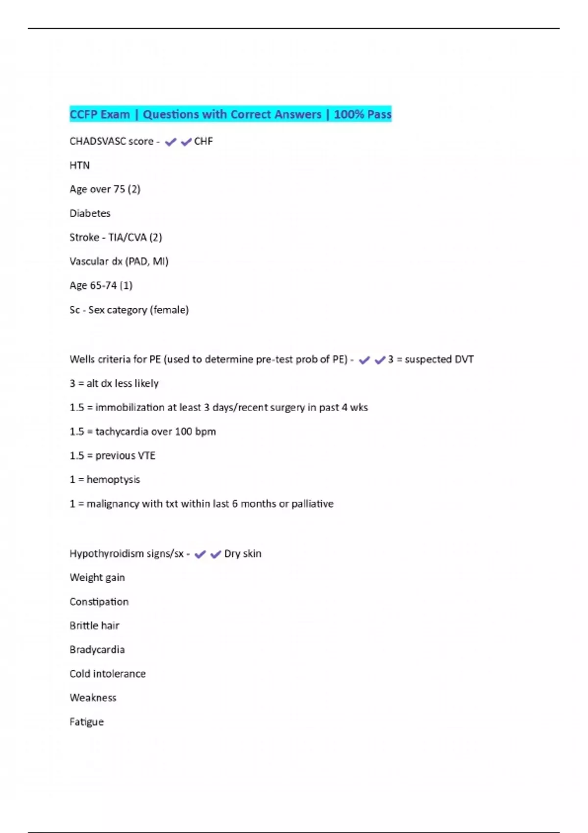 CCFP Exam | Questions with Correct Answers | 100% Pass - CCFP - Stuvia US