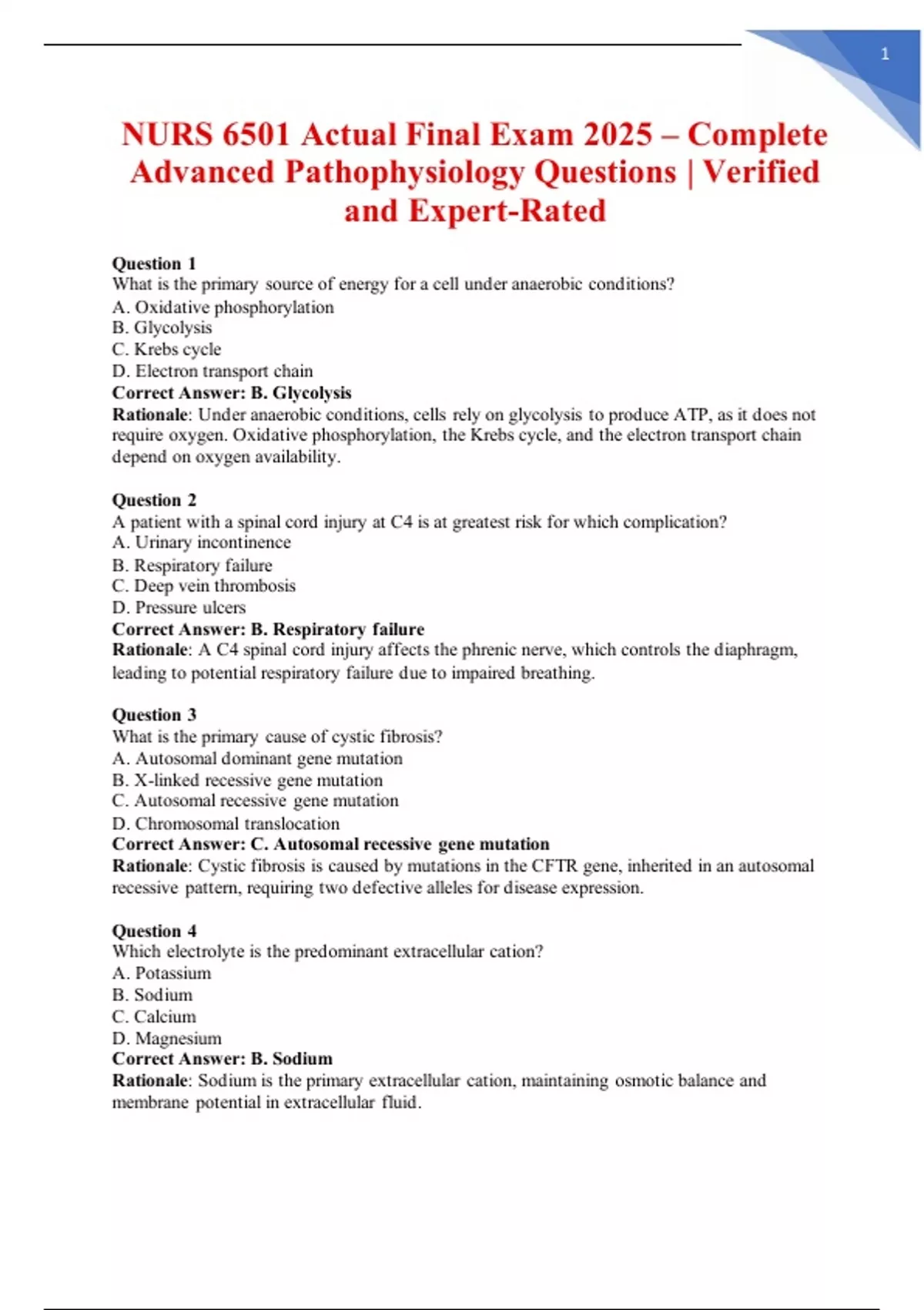 NURS 6501 / NURS6501 Advanced Pathophysiology Midterm & Final Exam ...