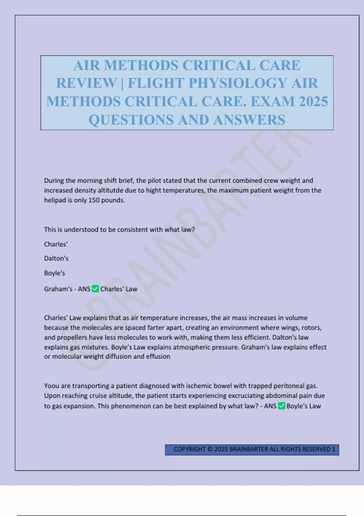 AIR METHODS CRITICAL CARE REVIEW | FLIGHT PHYSIOLOGY AIR METHODS ...