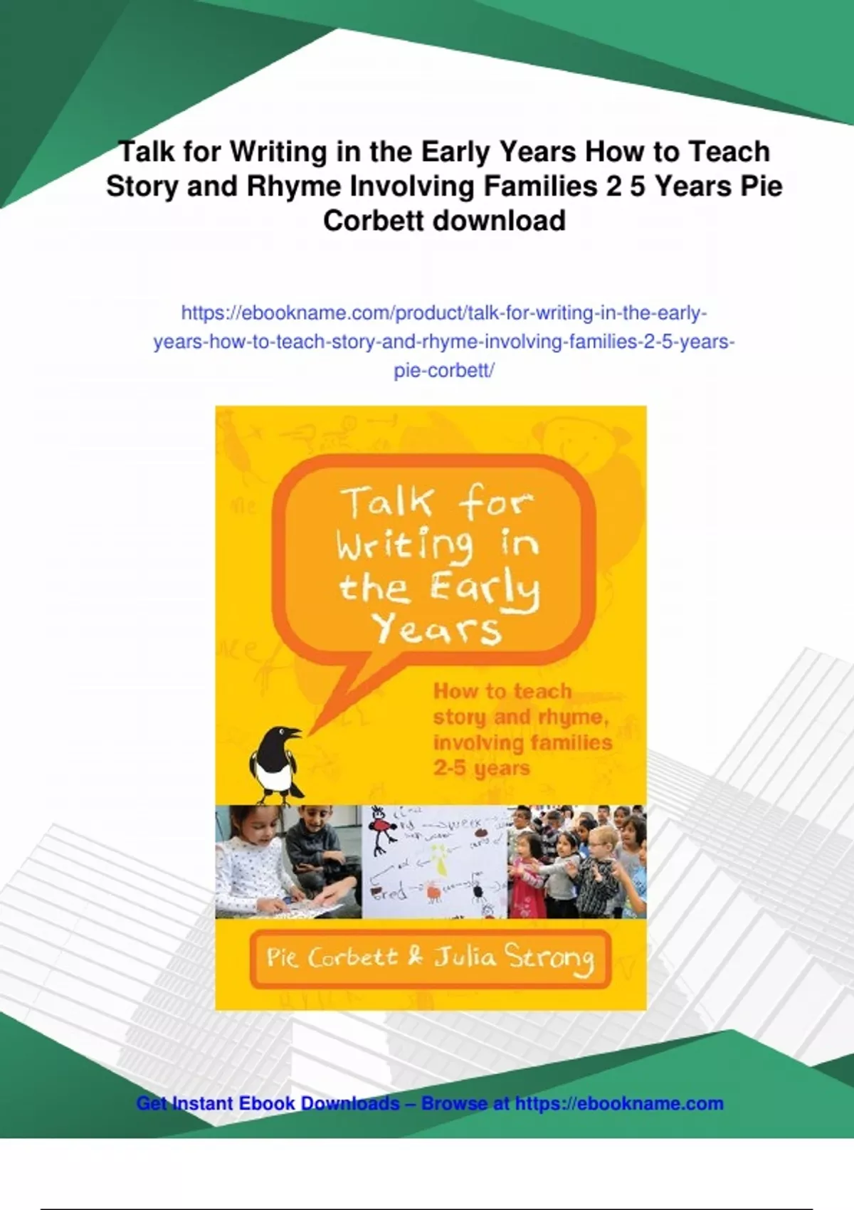 Summary Talk for Writing in the Early Years How to Teach Story and Rhyme Involving Families 2 5 ...