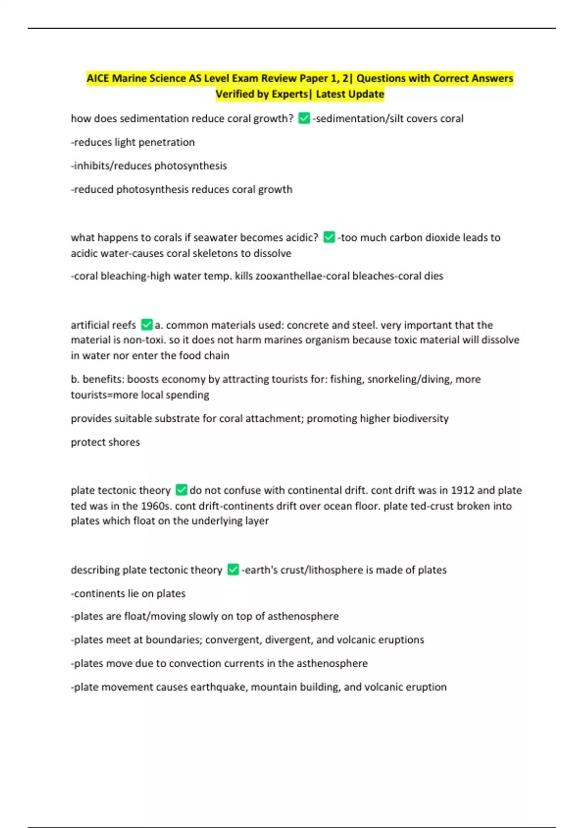AICE Marine Science AS Level Exam Review Paper 1, 2| Questions with ...