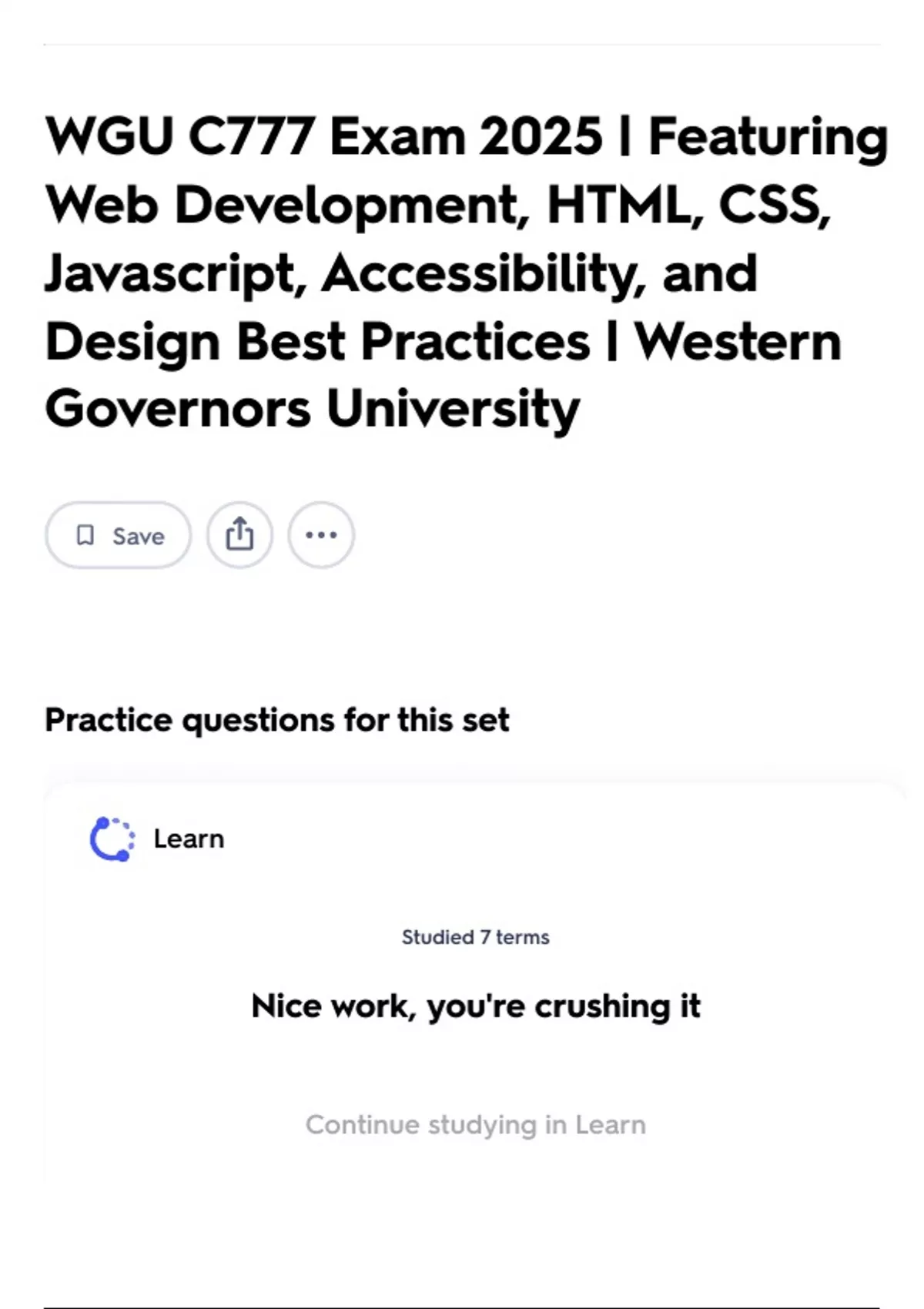 WGU C777 Exam 2025 | Featuring Web Development, HTML, CSS, Javascript, Accessibility, and Design ...