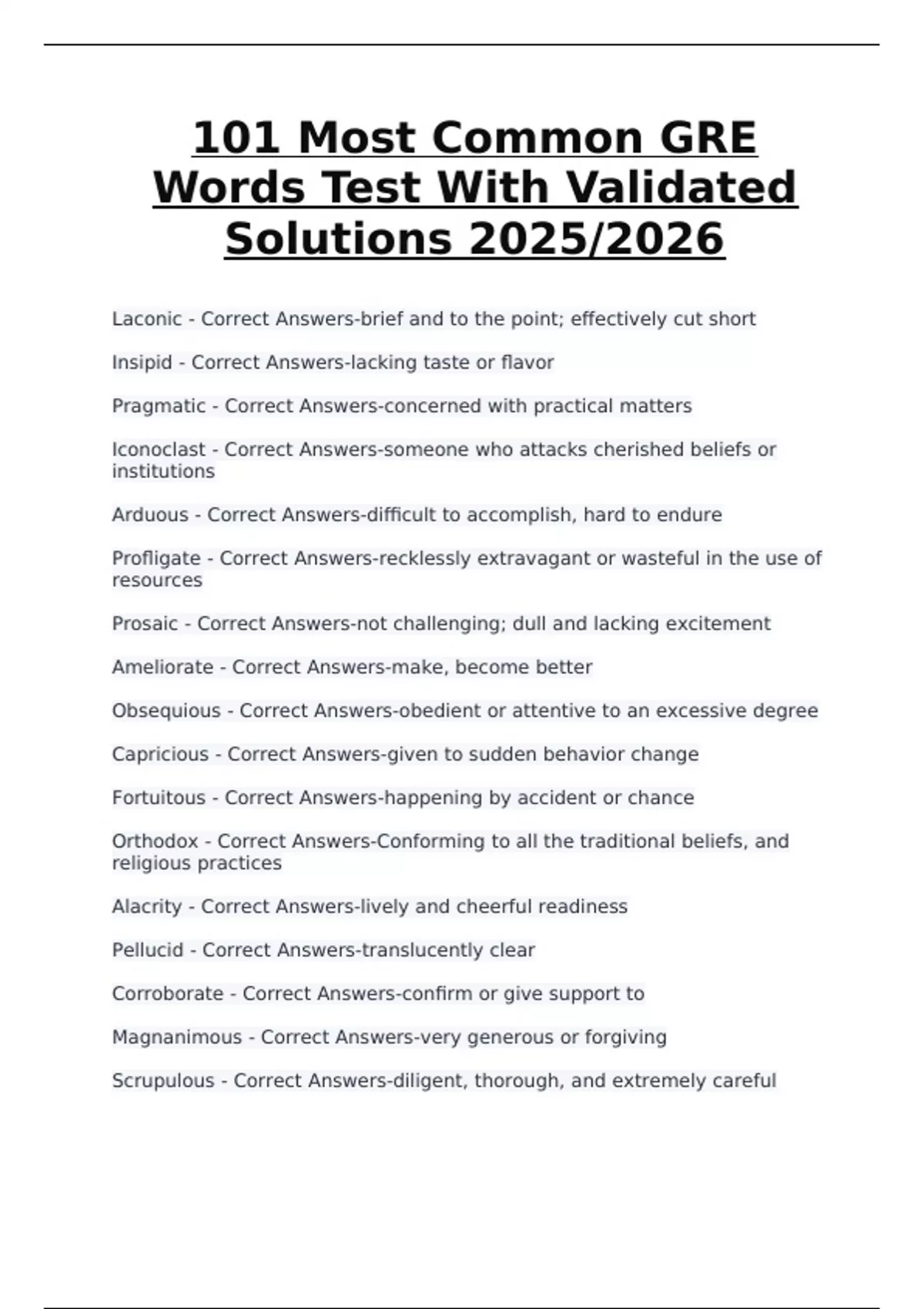 GRE Preparation – 101 Most Common GRE Words with Validated Solutions ...