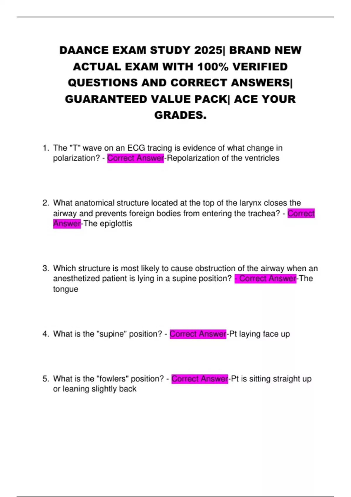 DAANCE EXAM STUDY 2025| BRAND NEW ACTUAL EXAM WITH 100% VERIFIED ...