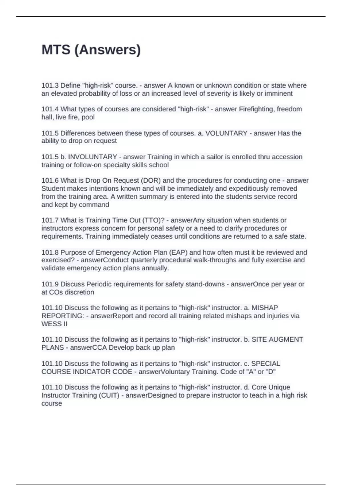 MTS (Answers) Questions and Answers 100% Correct - MTS - Stuvia US