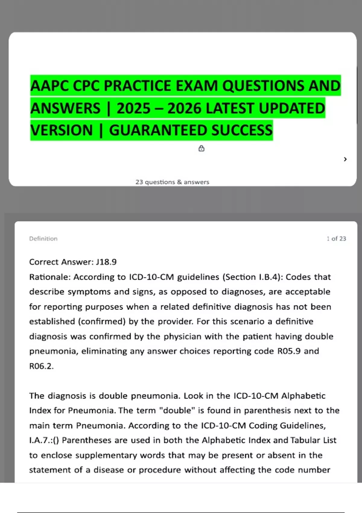 AAPC CPC PRACTICE EXAM QUESTIONS AND ANSWERS | 2025 – 2026 LATEST ...