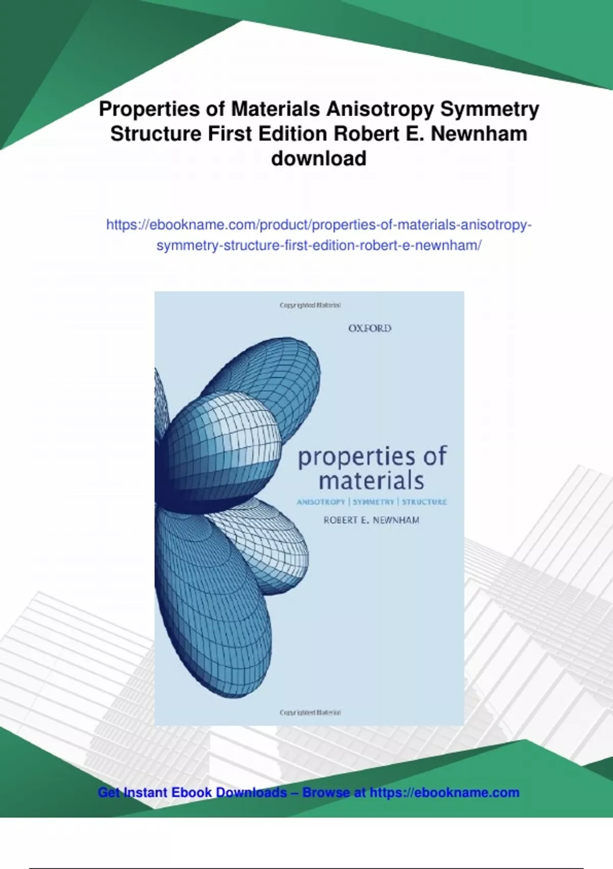 Summary Properties of Materials Anisotropy Symmetry Structure First ...