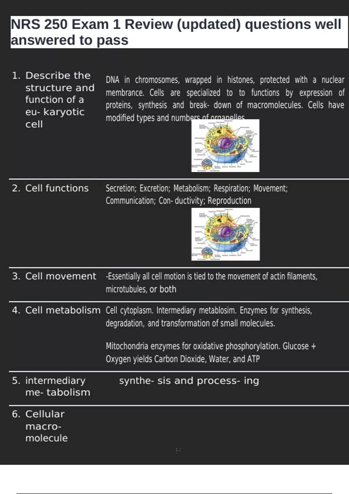 NRS 250 Exam 1 Review (updated) questions well answered to pass - NRS ...