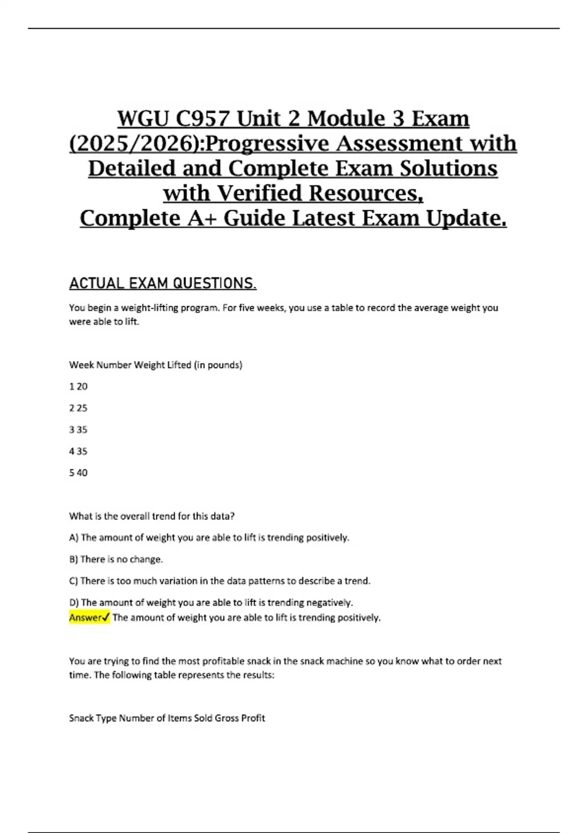 WGU C957 Unit 2 Module 3 Exam (2025/2026):Progressive Assessment with ...