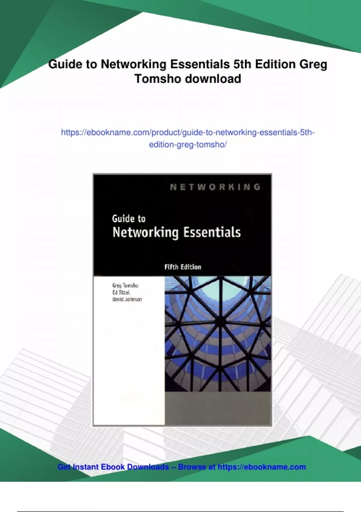 Summary Guide to Networking Essentials 5th Edition Greg Tomsho ...