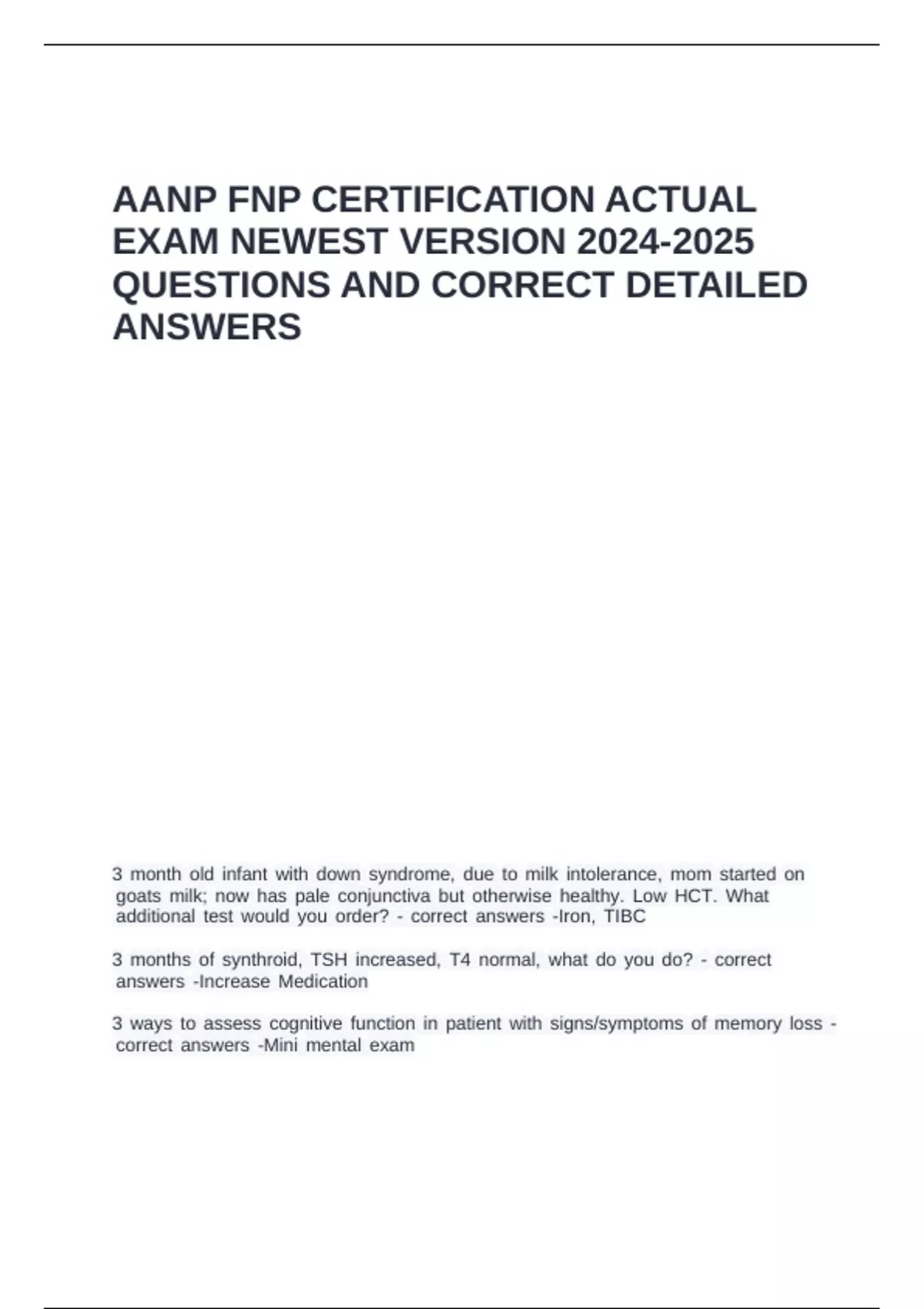 AANP FNP CERTIFICATION ACTUAL EXAM NEWEST VERSION - AANP FNP ...