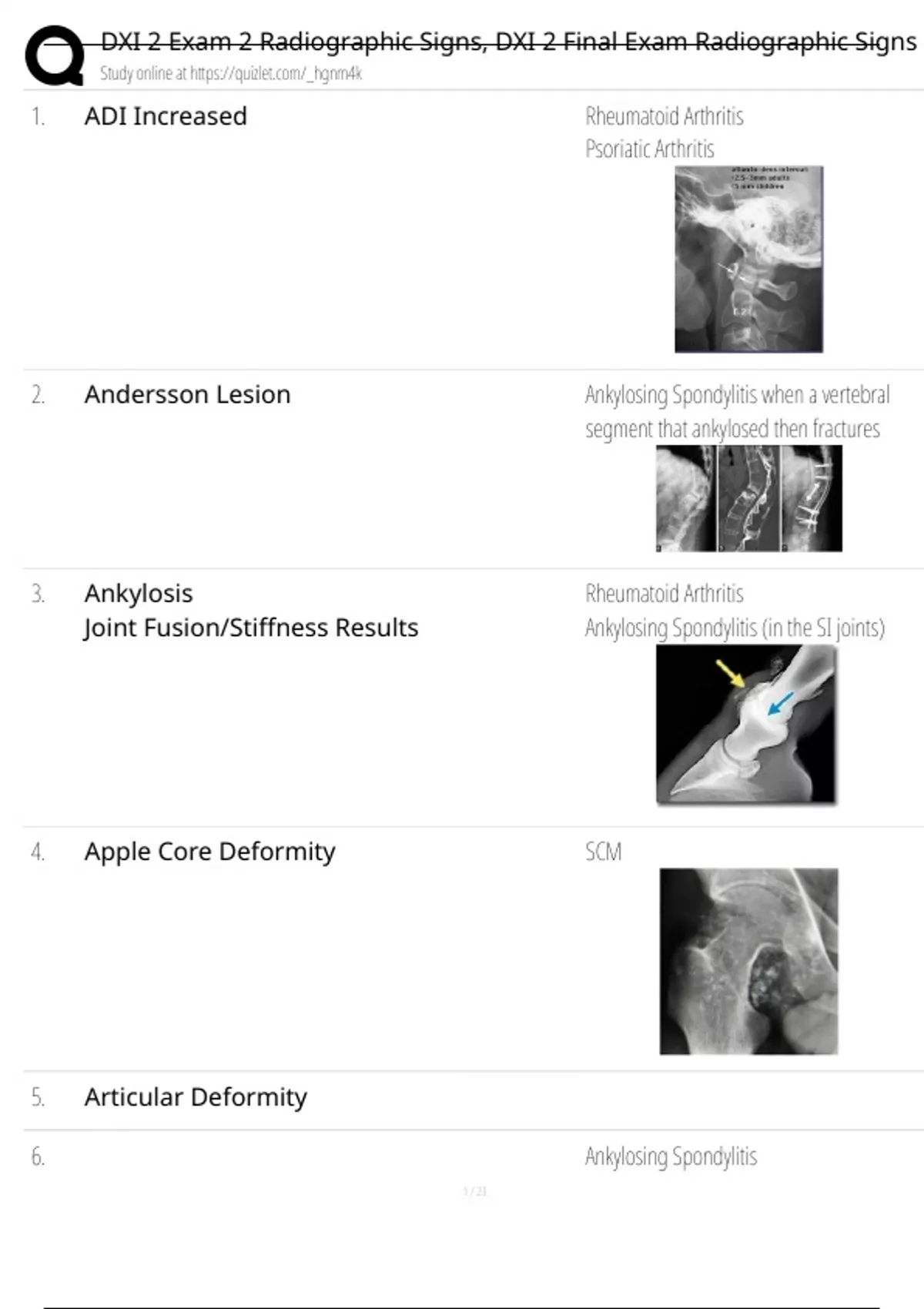 DXI 2 EXAM 2 RADIOGRAPHIC SIGNS, DXI 2 FINAL EXAM RADIOGRAPHIC SIGNS ...