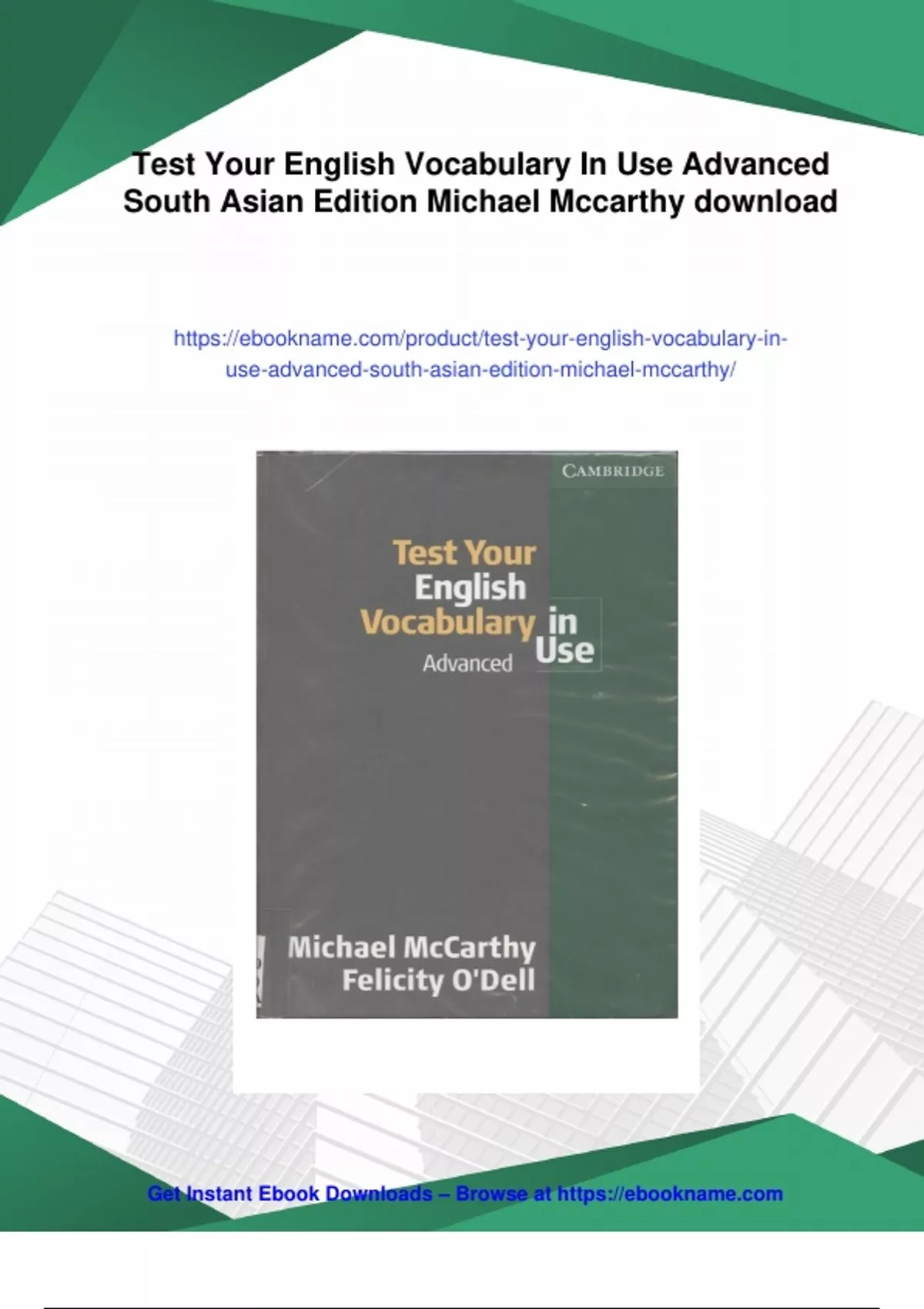 Summary Test Your English Vocabulary In Use Advanced South Asian ...