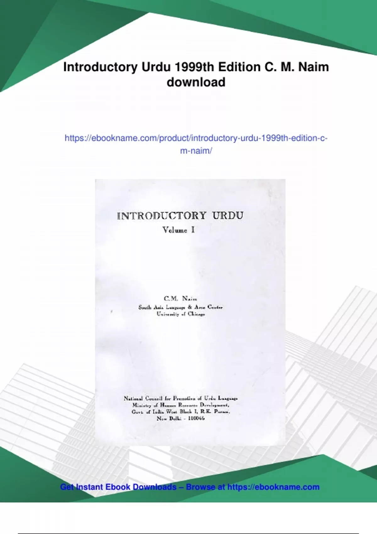 Summary Introductory Urdu 1999th Edition C. M. Naim - Digital Download - Ebookname - Stuvia US