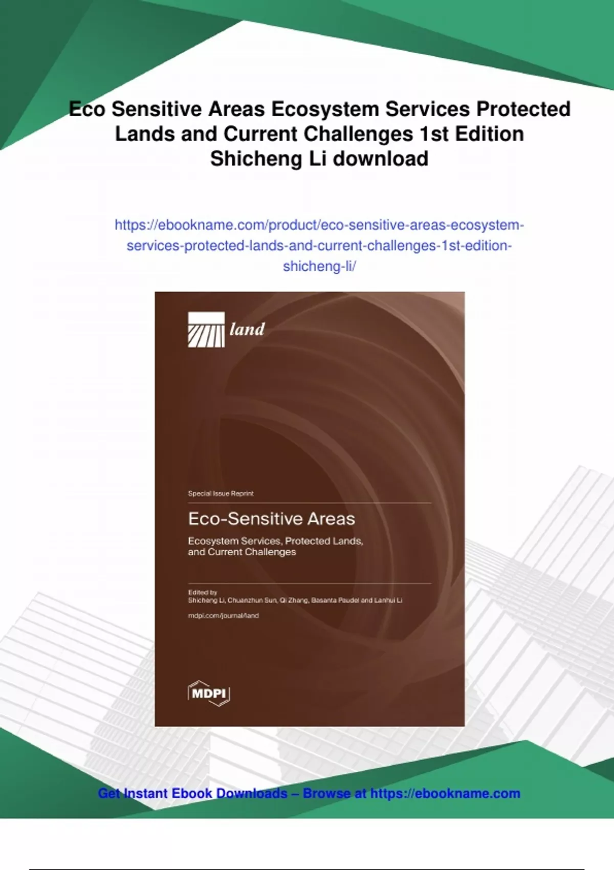 Summary Eco Sensitive Areas Ecosystem Services Protected Lands and ...