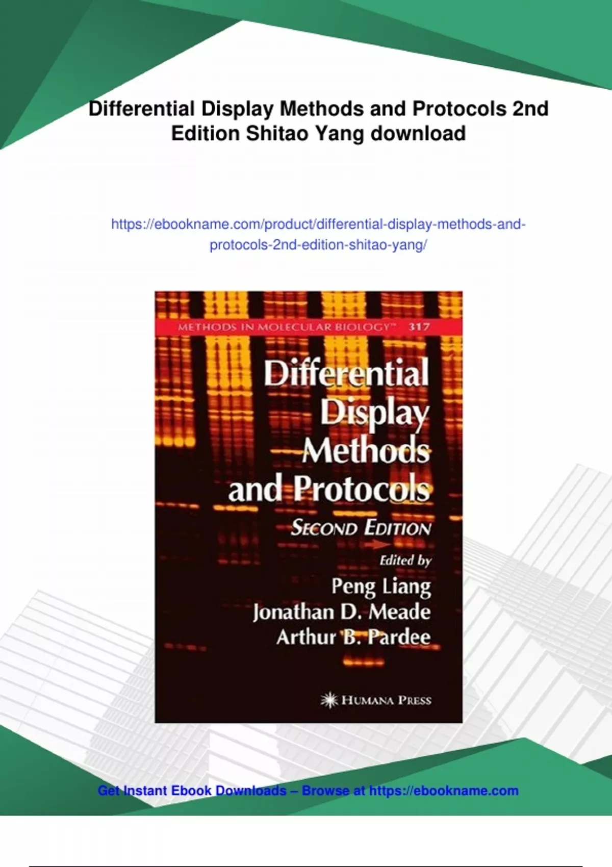 Summary Differential Display Methods and Protocols 2nd Edition Shitao ...