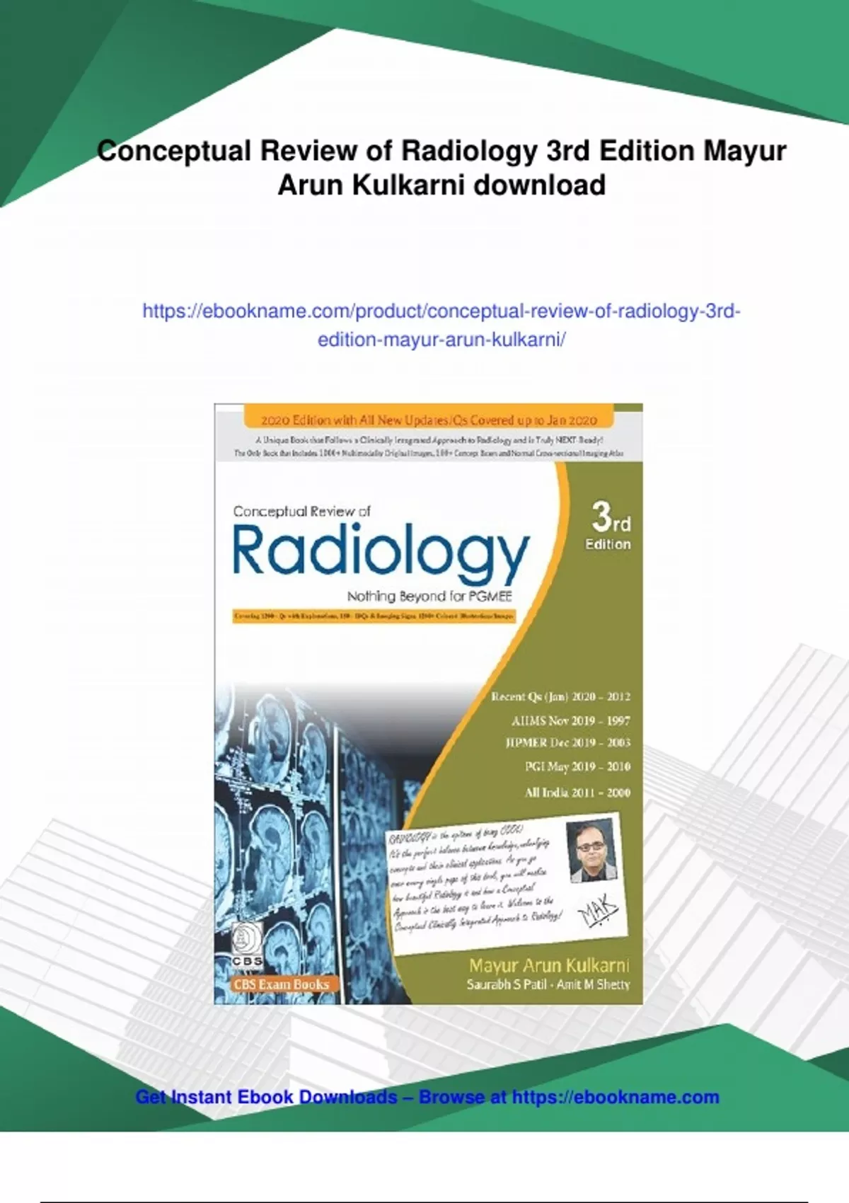 Summary Conceptual Review of Radiology 3rd Edition Mayur Arun Kulkarni ...